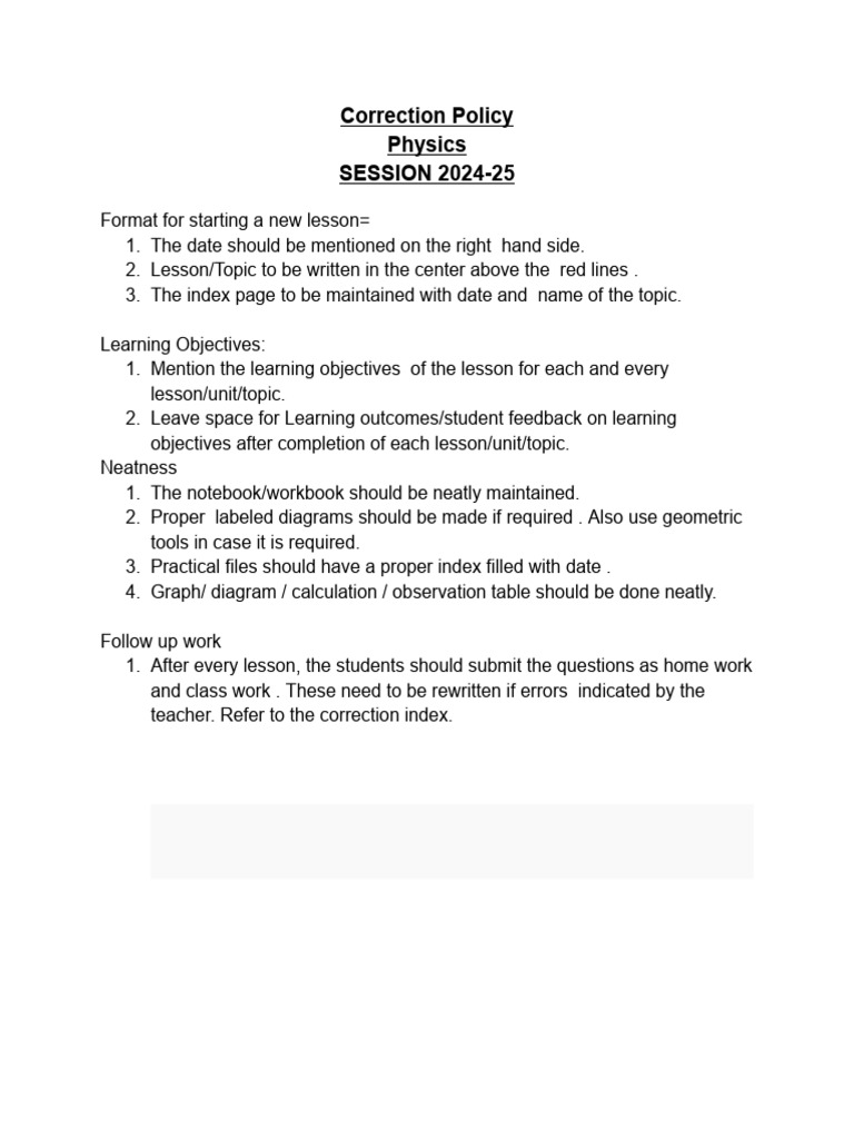 Correction Policy Physics (2024-25) | PDF