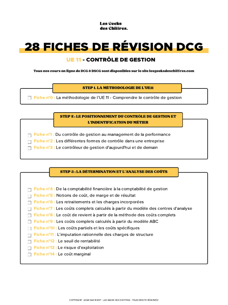 Fiche de R Vision DCG UE11 Contr Le de Gestion 1713518542 | PDF