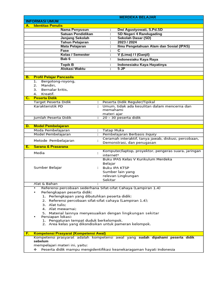 MODUL-IPAS-KLS-V BAB 6 Topik B - SDN 4 Randugading | PDF