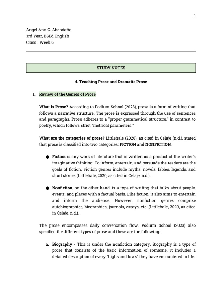 Class 1 Week 6 | PDF