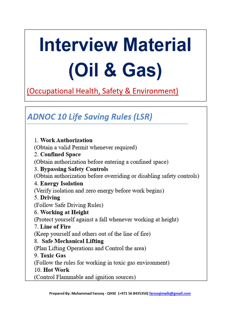 HSE Interview O&G MF | PDF