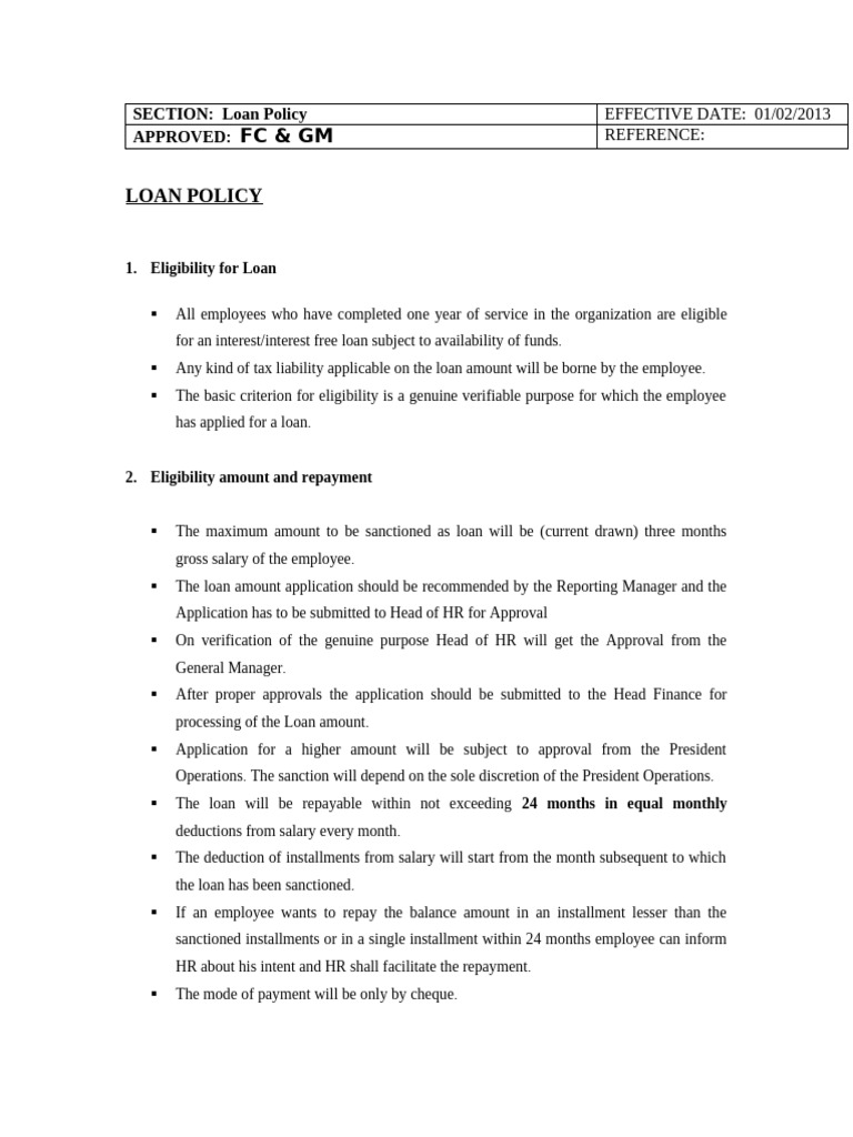 Loan Policy | PDF