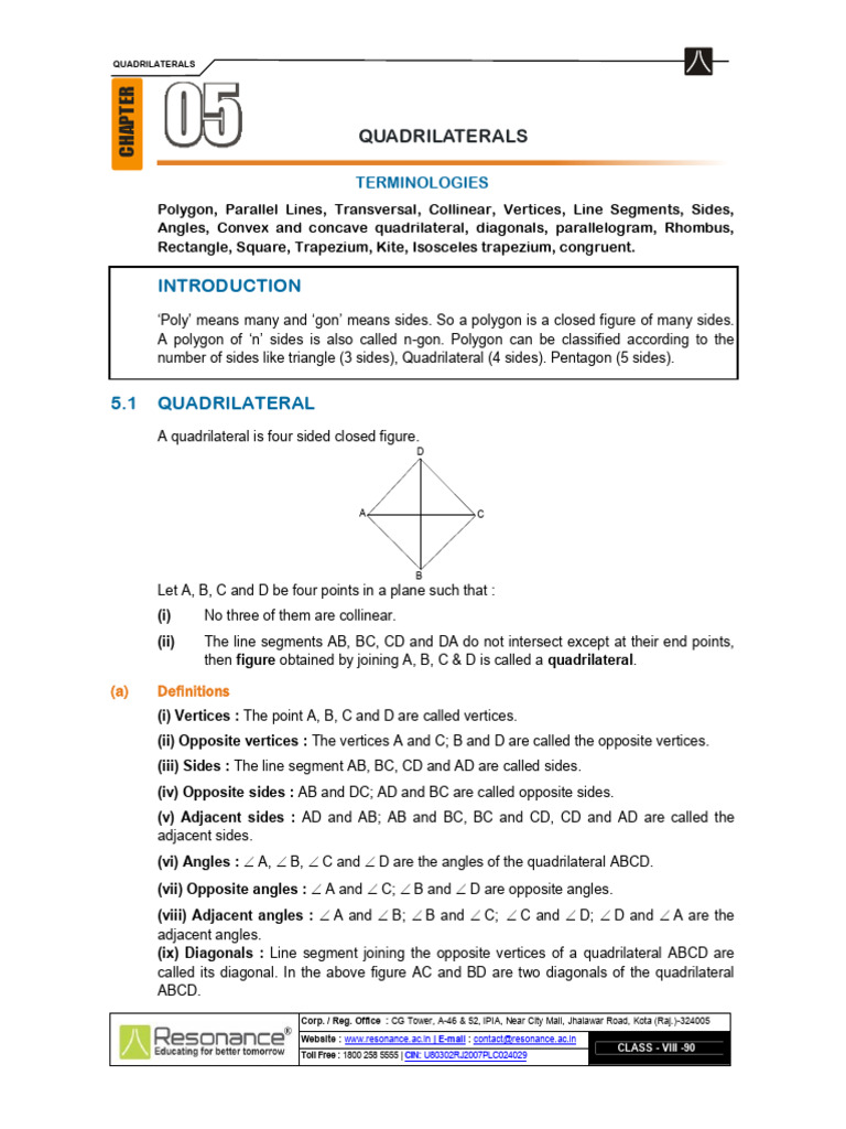 5 Quadrilaterals Theory Ecmgzku Pdf
