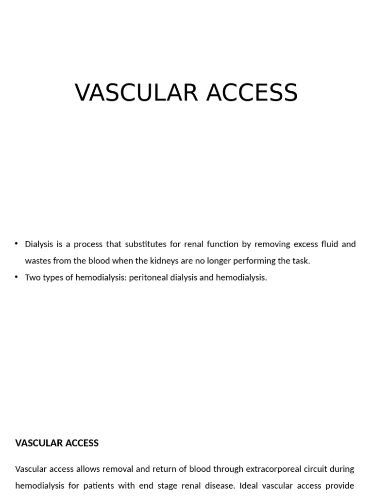 Vascular Access | PDF