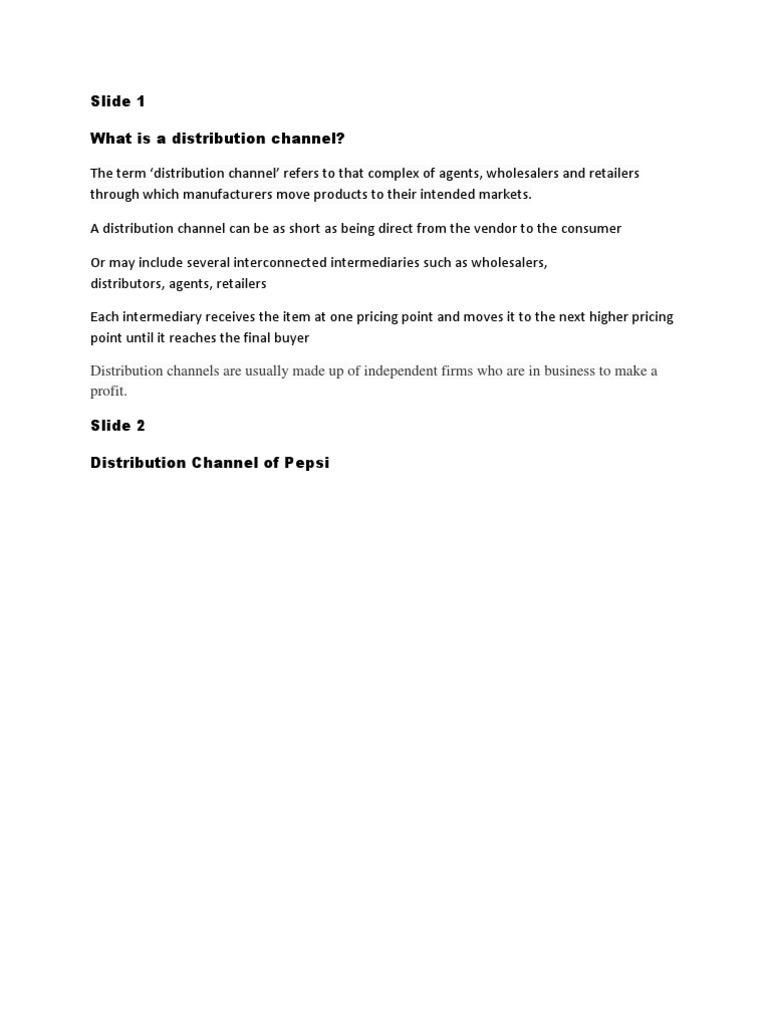 Pepsi Distribution Strategy | PDF | Pepsi Co | Distribution (Business)