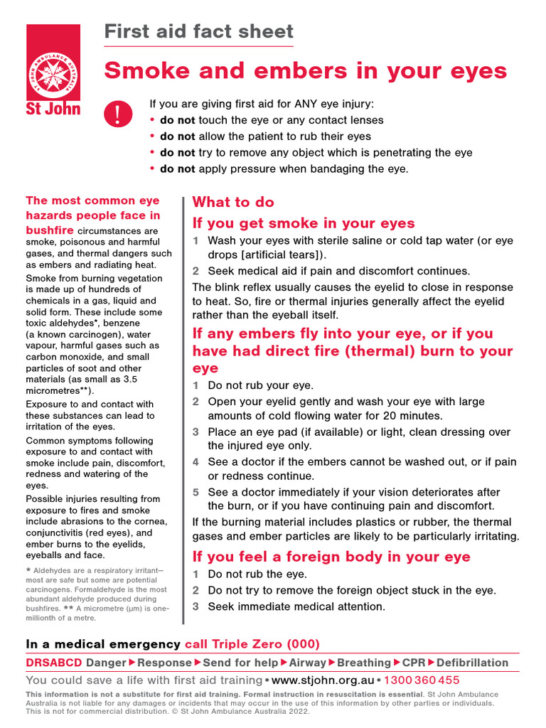Fact Sheets - Smoke or Embers in Eyes | PDF