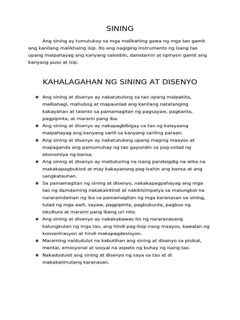 Filipino Sa Piling Larangan (Sining at Disenyo) | PDF
