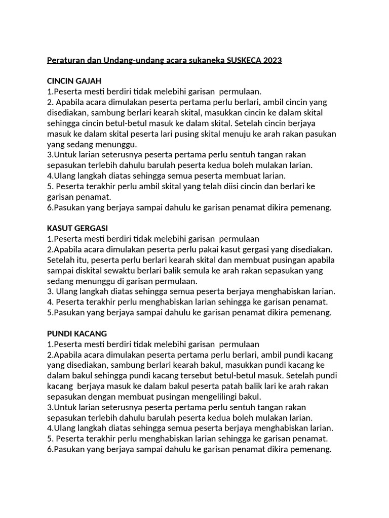 Peraturan SUKANEKA | PDF | Gaya Hidup
