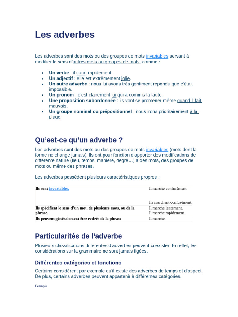 Les Adverbe | PDF