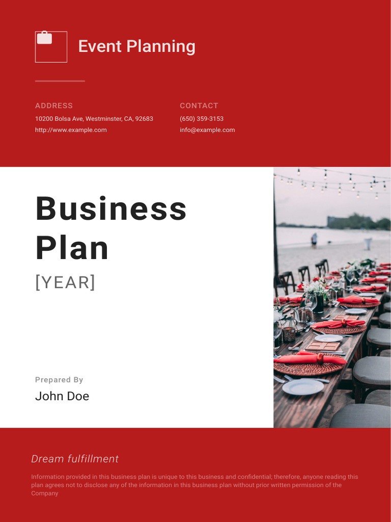 Event Planning Business Plan Example | PDF