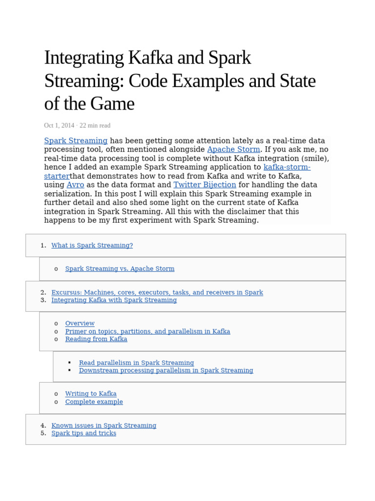 Kafka Spark Integration Pdf 