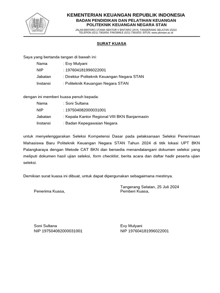 Surat Kuasa SKD v2 | PDF