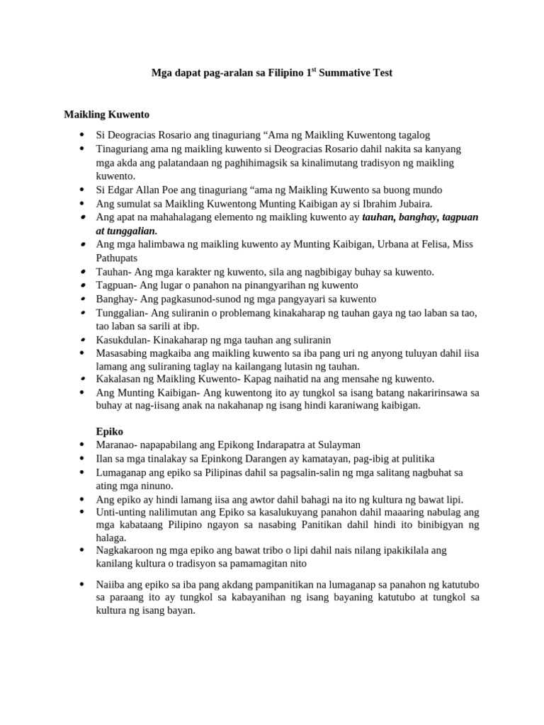 Filipino Reviewer | PDF