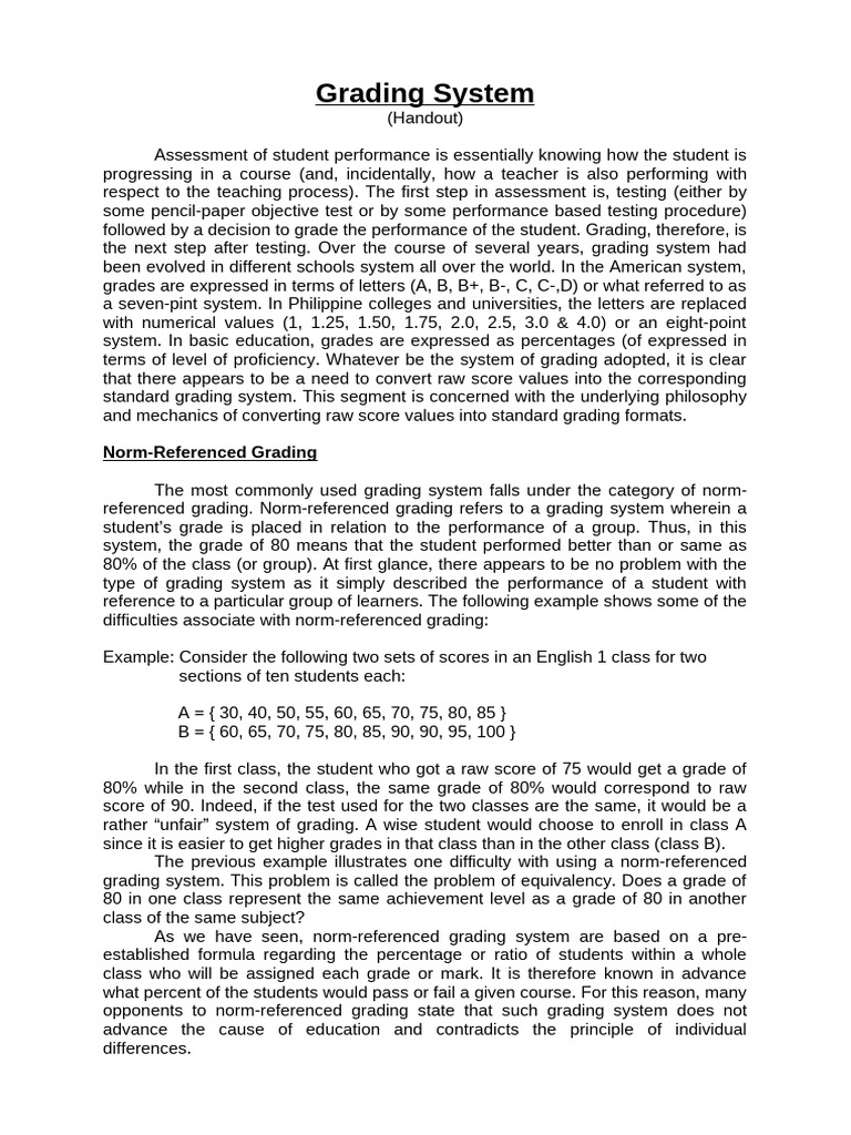 Grading System | PDF
