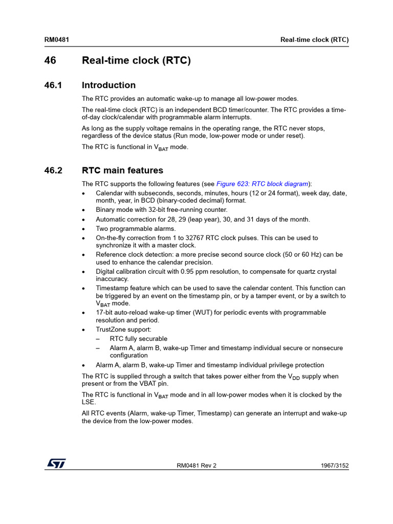 STM32H5 RTC | PDF | Computer Hardware | Science & Mathematics