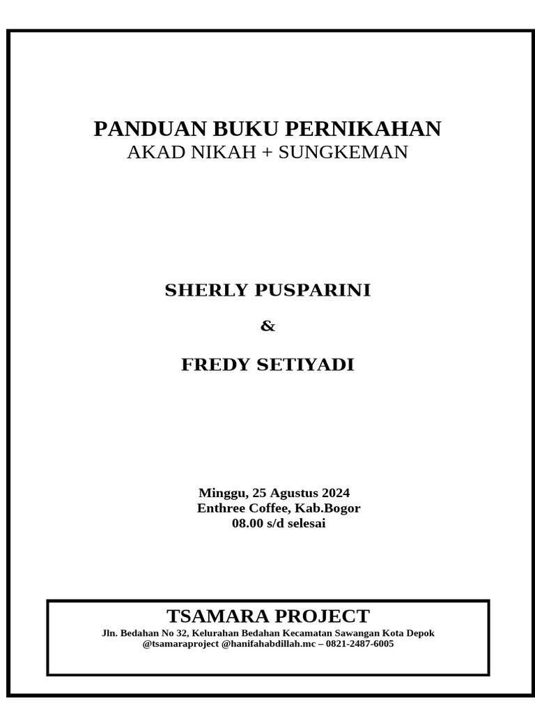 Panduan Buku Pernikahan Sherly & Fredy | PDF