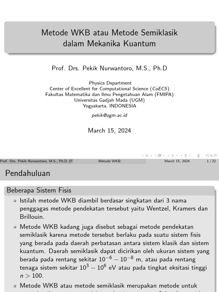 Minggu 5 Metode Semi Klasik (WKB) | PDF