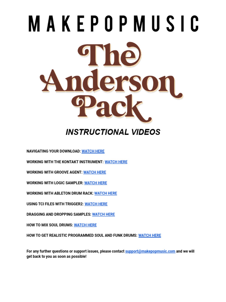 Make Pop Music - The Anderson Pack Instructional Videos | PDF