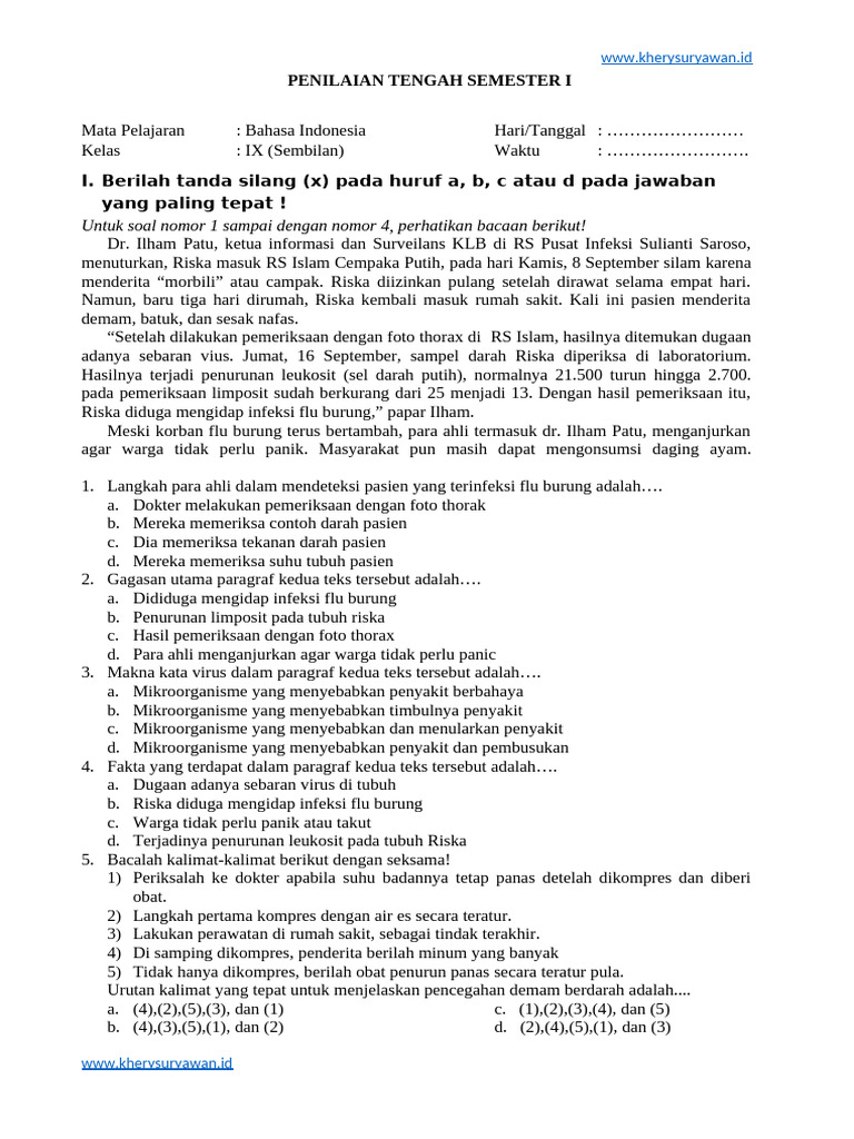 Pts Ganjil Bindo Kelas 9 | PDF