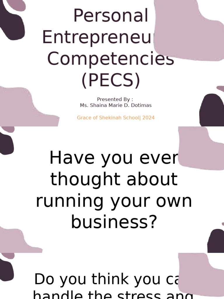 Personal Entrepreneurial Competencies (Pecs) | PDF