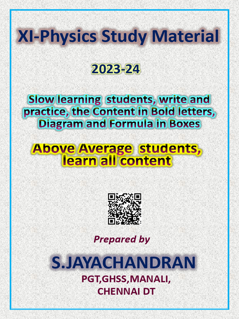 XI Physics EM Study Material | PDF