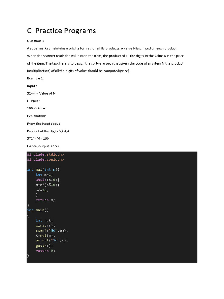 C Practice Programs | PDF