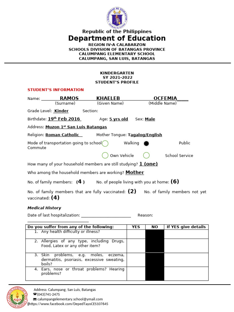 Kinder Profile For Limited F2F | PDF