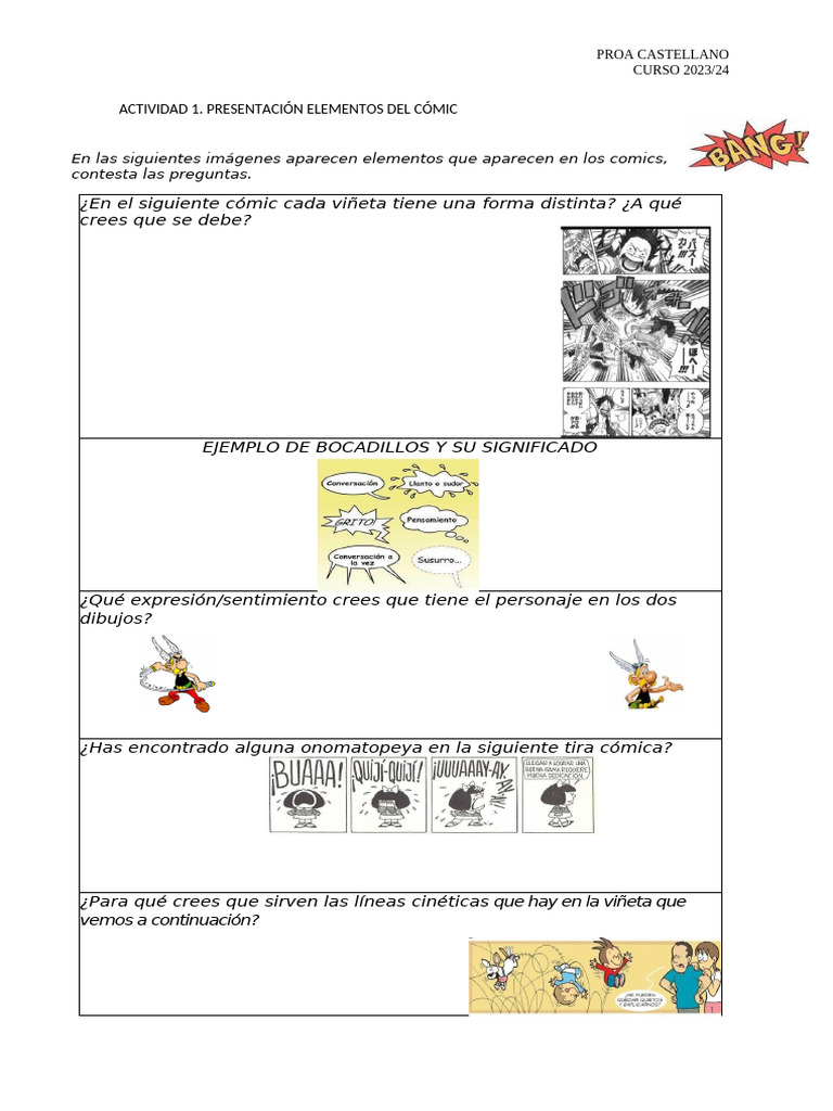 Presentación Elementos Del Comic | PDF