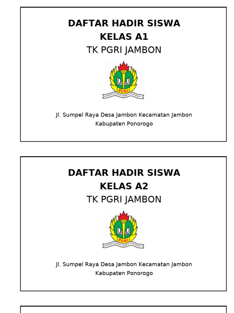 Cover Daftar Hadir Siswa | PDF