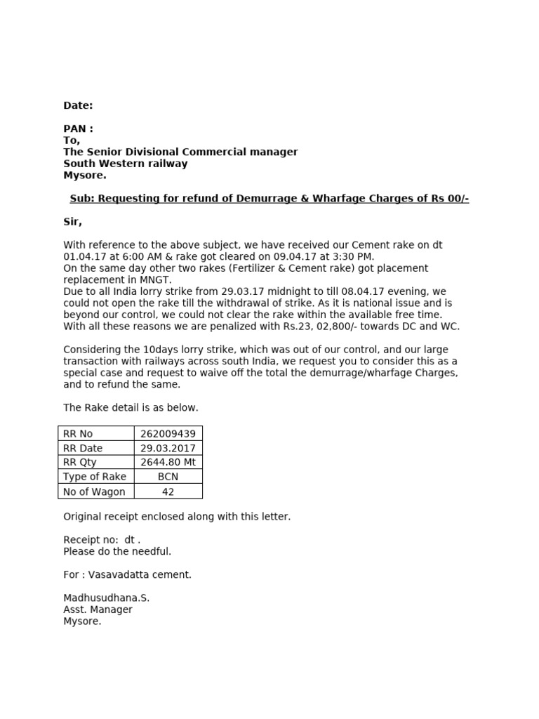 Demurrage Letter | PDF