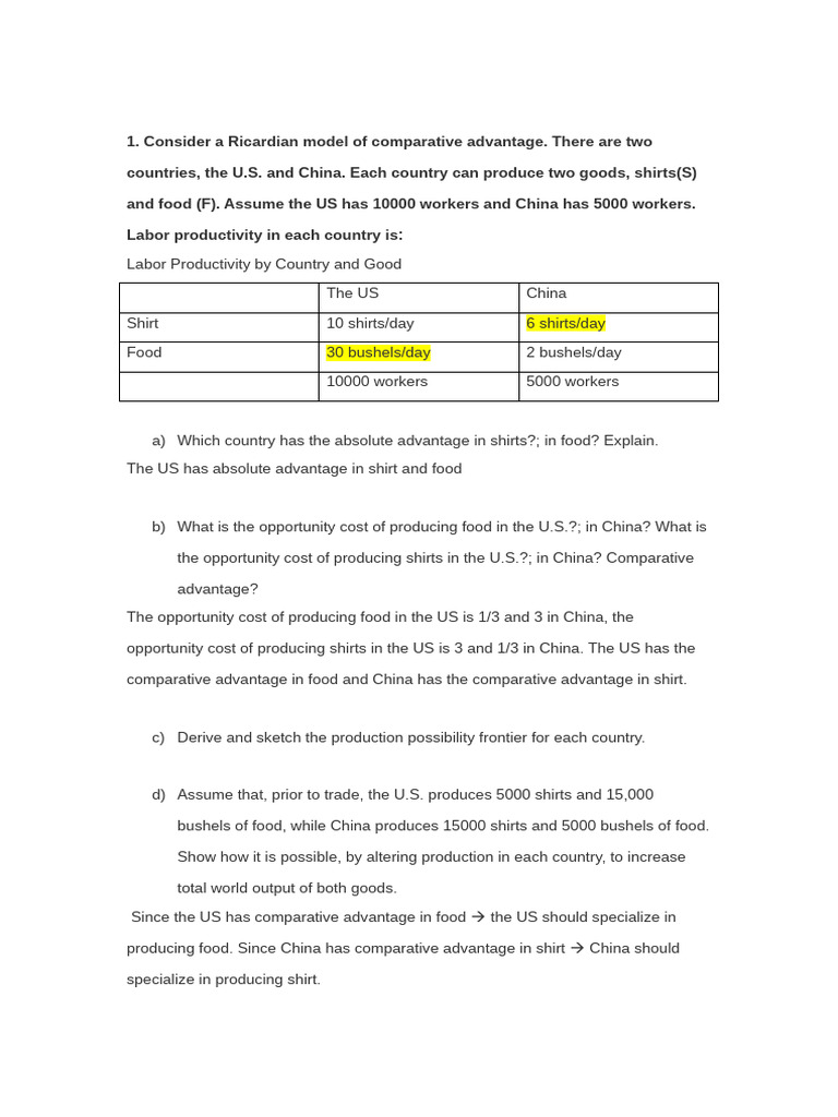 International Trade Exercise | PDF