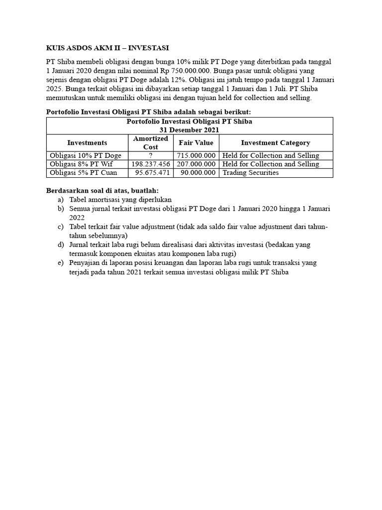 Kuis Asdos AKM II Investasi | PDF