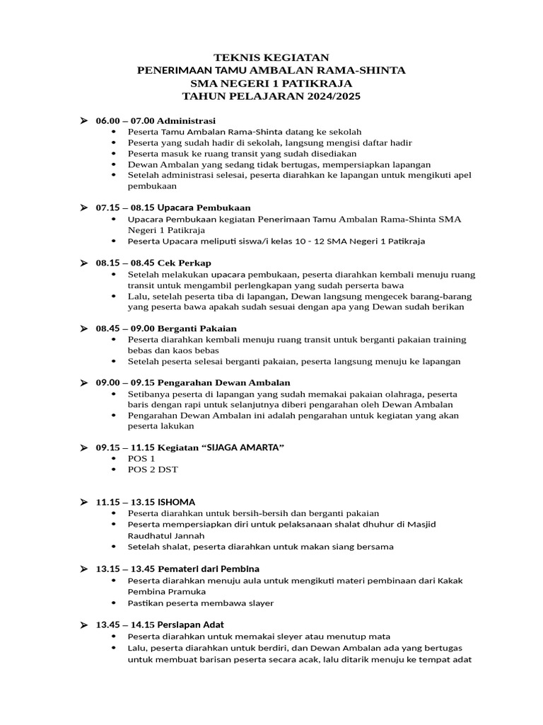 TEKNIS KEGIATAN PTA 1 HARI | PDF