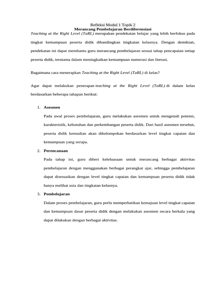 Refleksi Modul 1 Topik 2 | PDF