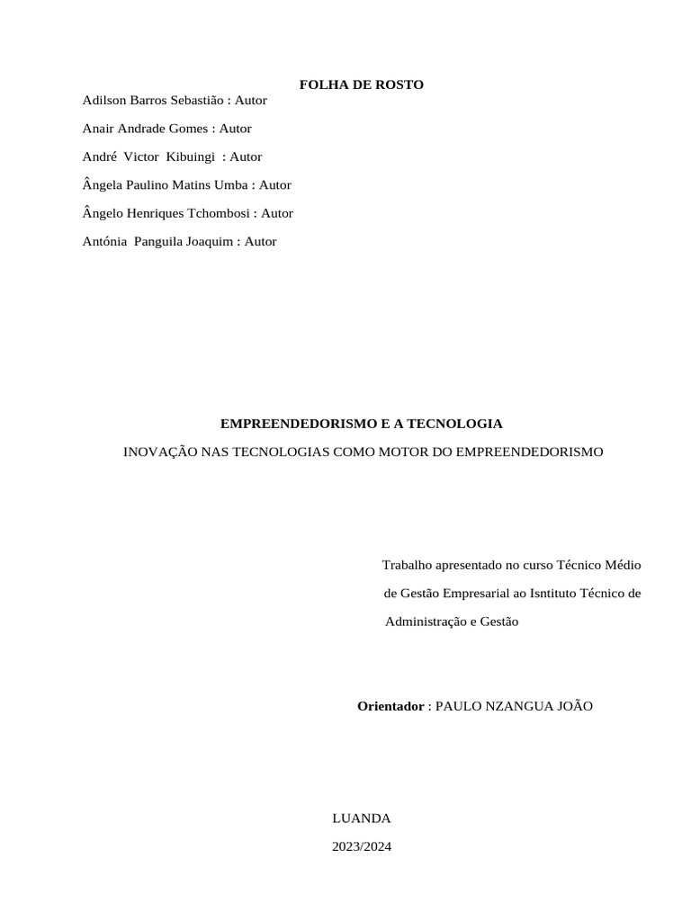 Folha de Rosto TCC G.E | PDF