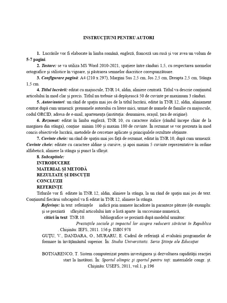 Cerinte Articol | PDF