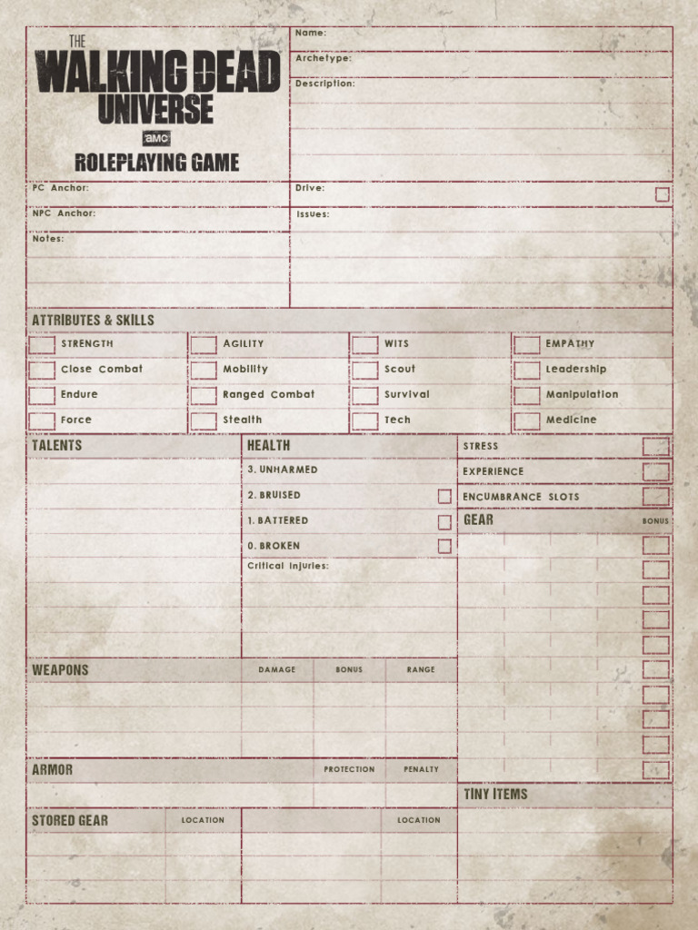 TWD Character Sheet | PDF