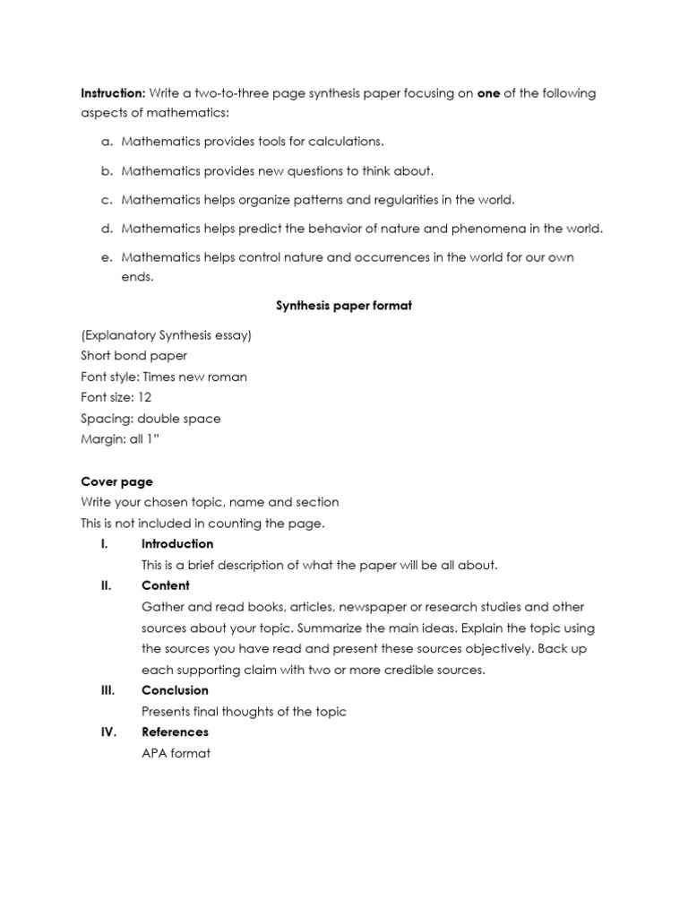 Synthesis Paper Format | PDF