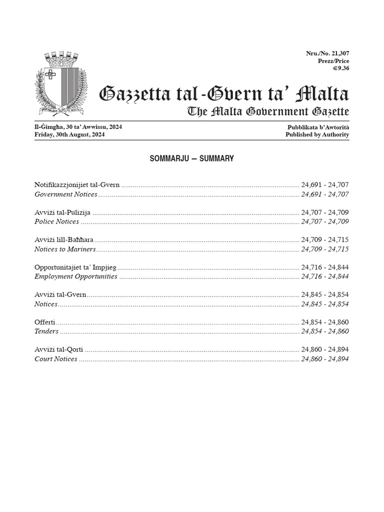 Government Gazette - 30th August | PDF