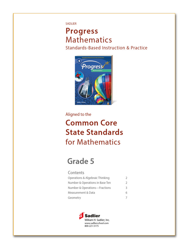 Gr5 Progress Math-CCSS Correlation | PDF