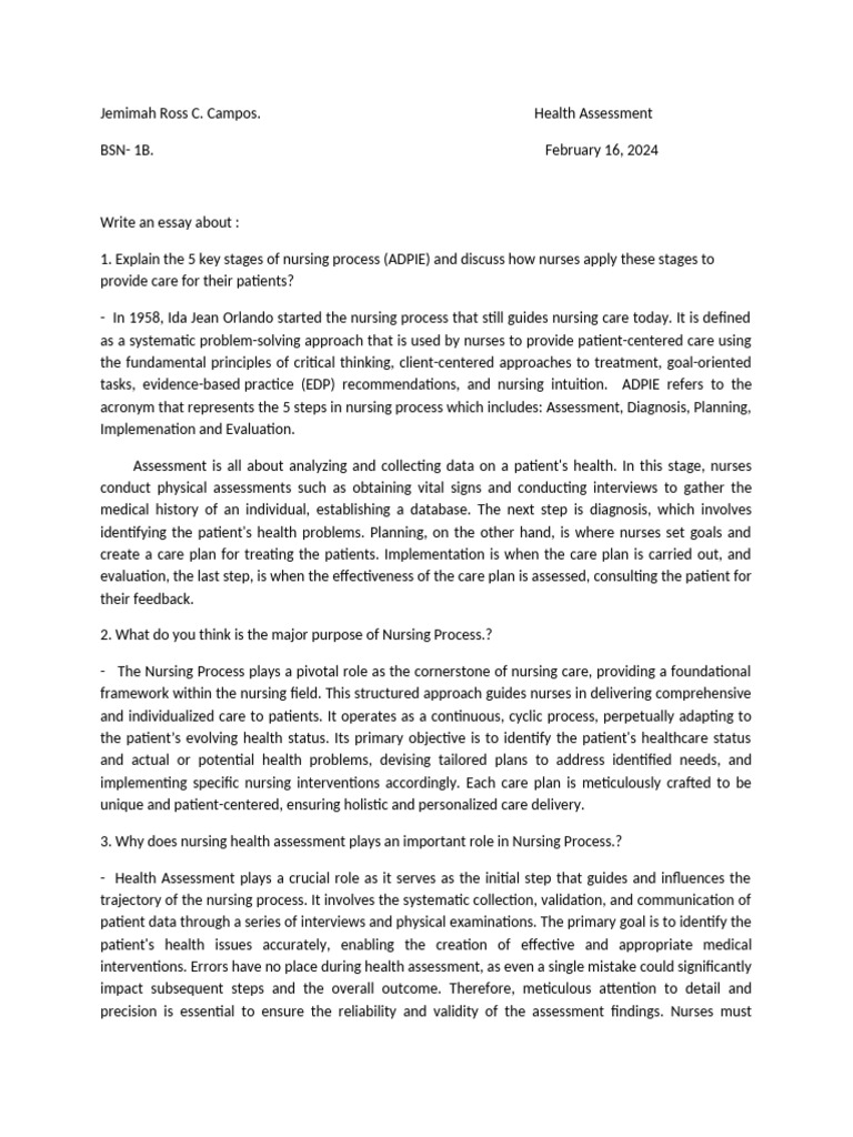 Health Assesment | PDF