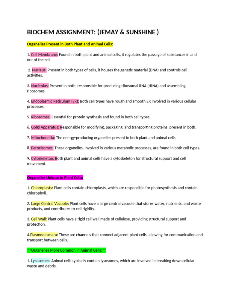 BIOCHEM-ASSIGNMENT | PDF