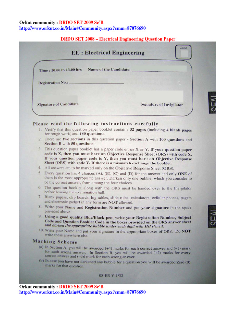 Drdo Set 2008 Ee | PDF