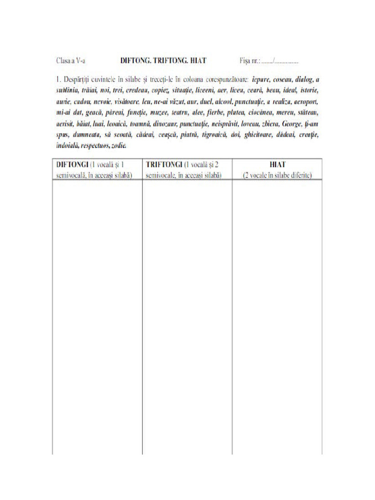 Diftongul Triftong Hiat Exemple v3 | PDF