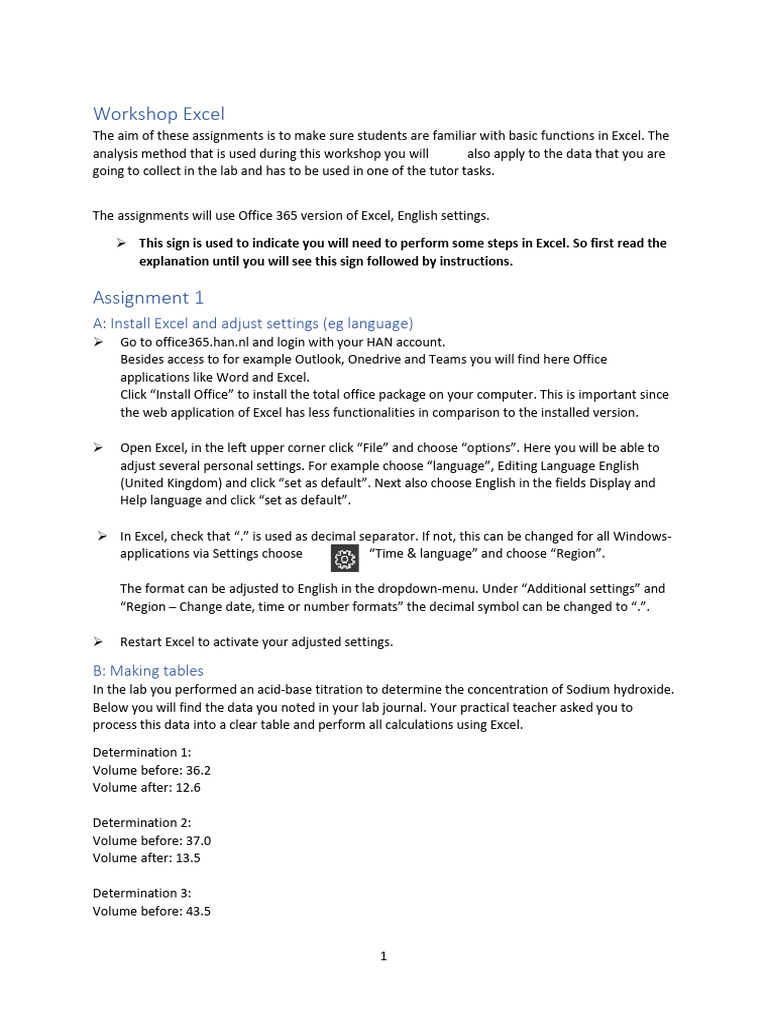 Excel Workshop English | PDF