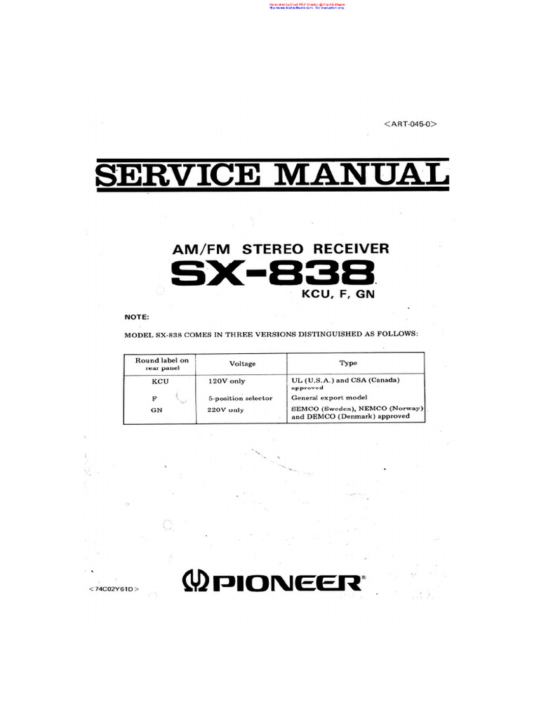 Pioneer SX 838 | PDF