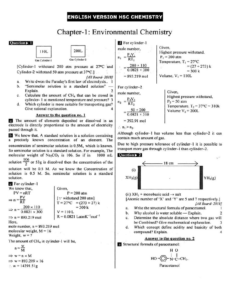 Hsc Ev Chemistry 2nd Paper 1st Chapter Note | PDF
