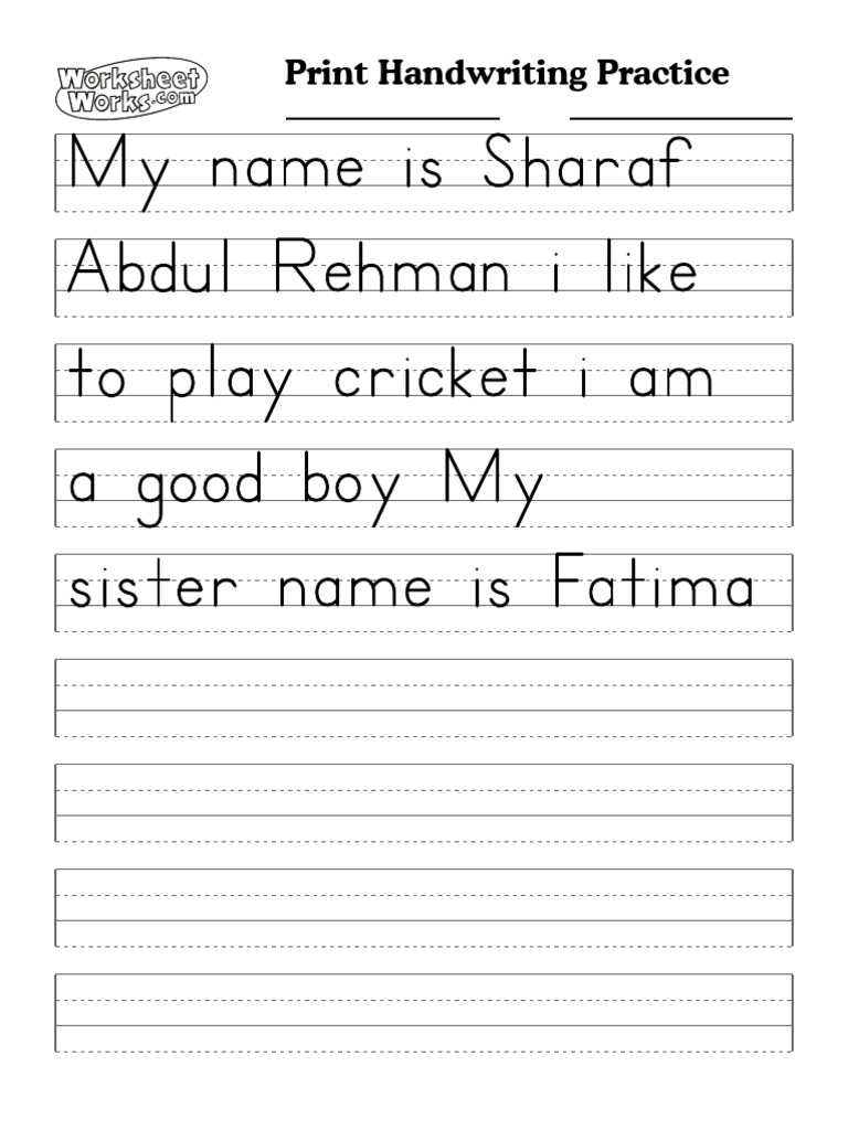 WorksheetWorks Print Handwriting Practice 1 | PDF