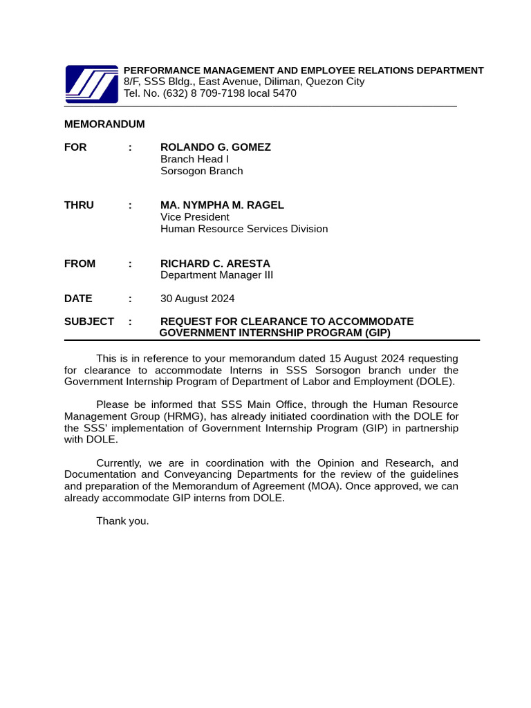 Reply Letter To SSS Sorsogon - DOLE GIP | PDF