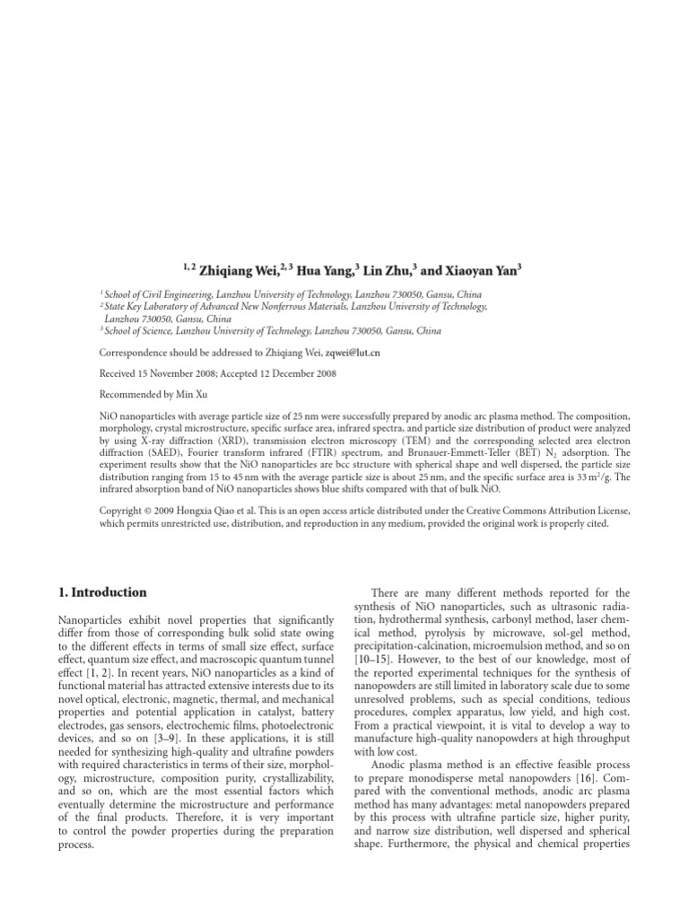 Preparation and Characterization of NiO Nanopartic | PDF